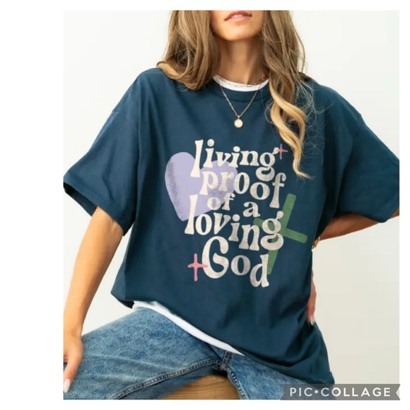 GLO jeans | Tops | New Glo Gods Love Overcomes Tshirt Living Proof Of A ...